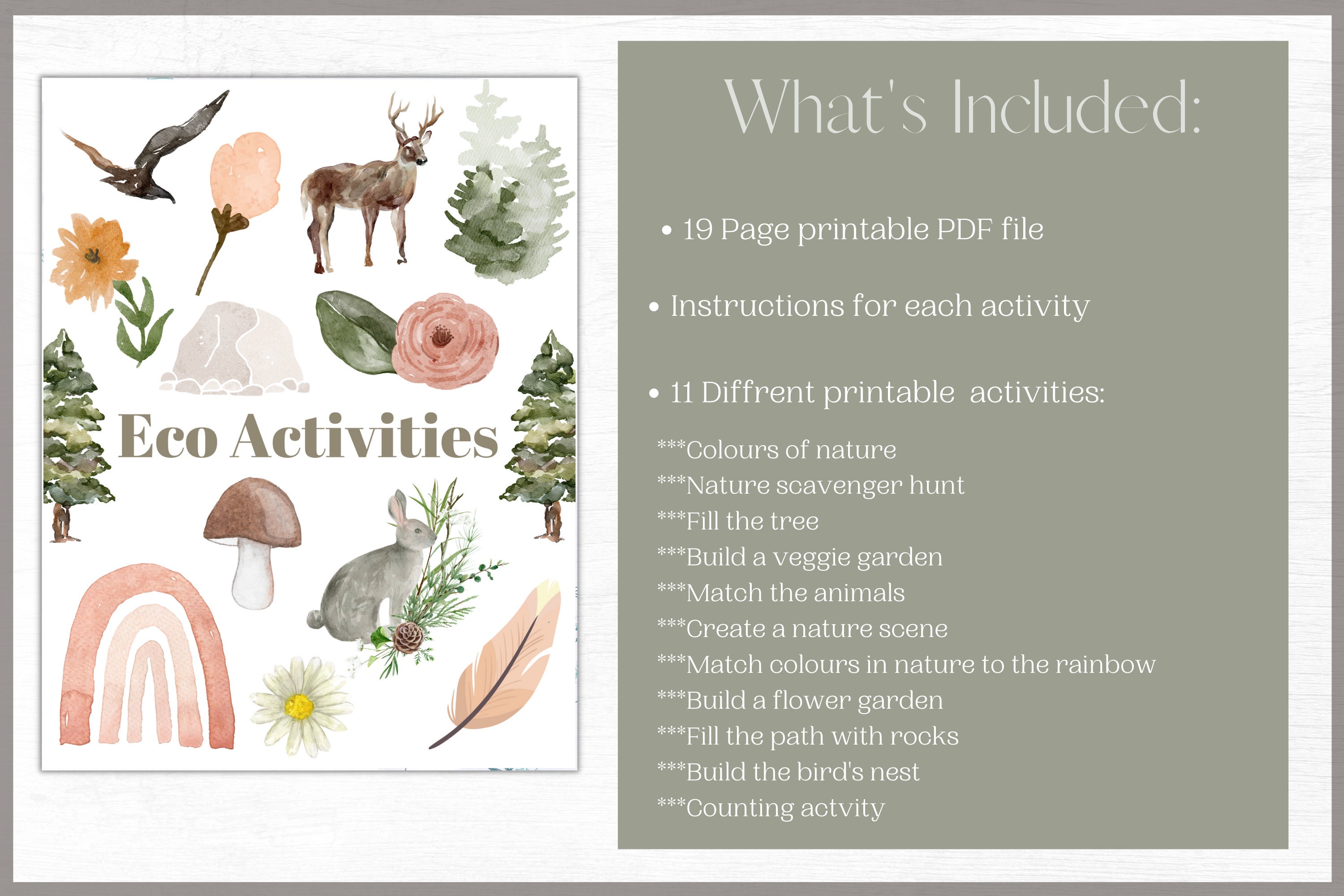 Nature Themed Printable Activities for Kids Eco Friendly - Etsy New Zealand