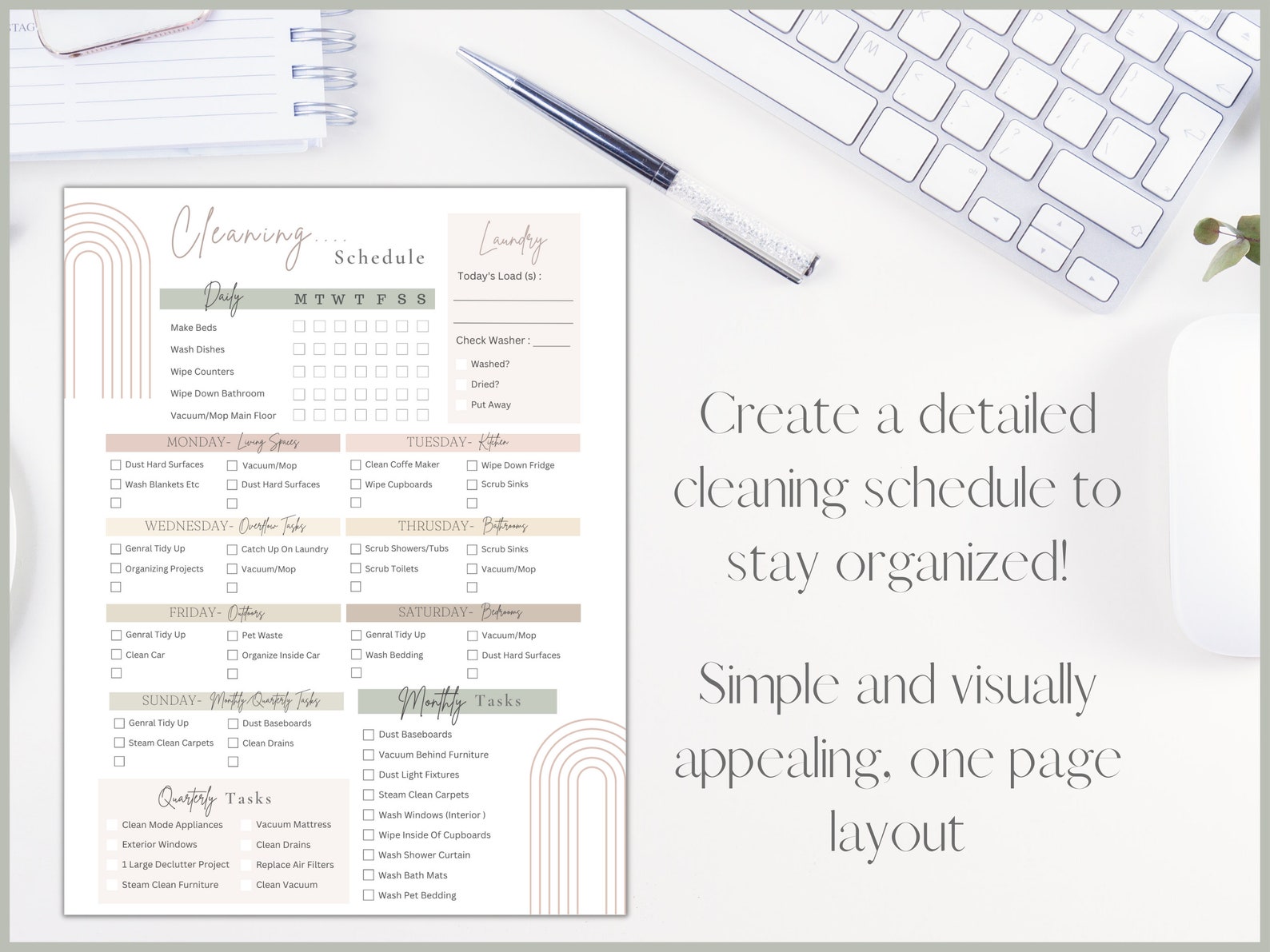 Printable Cleaning Schedule | Editable Cleaning Schedule Template - Etsy