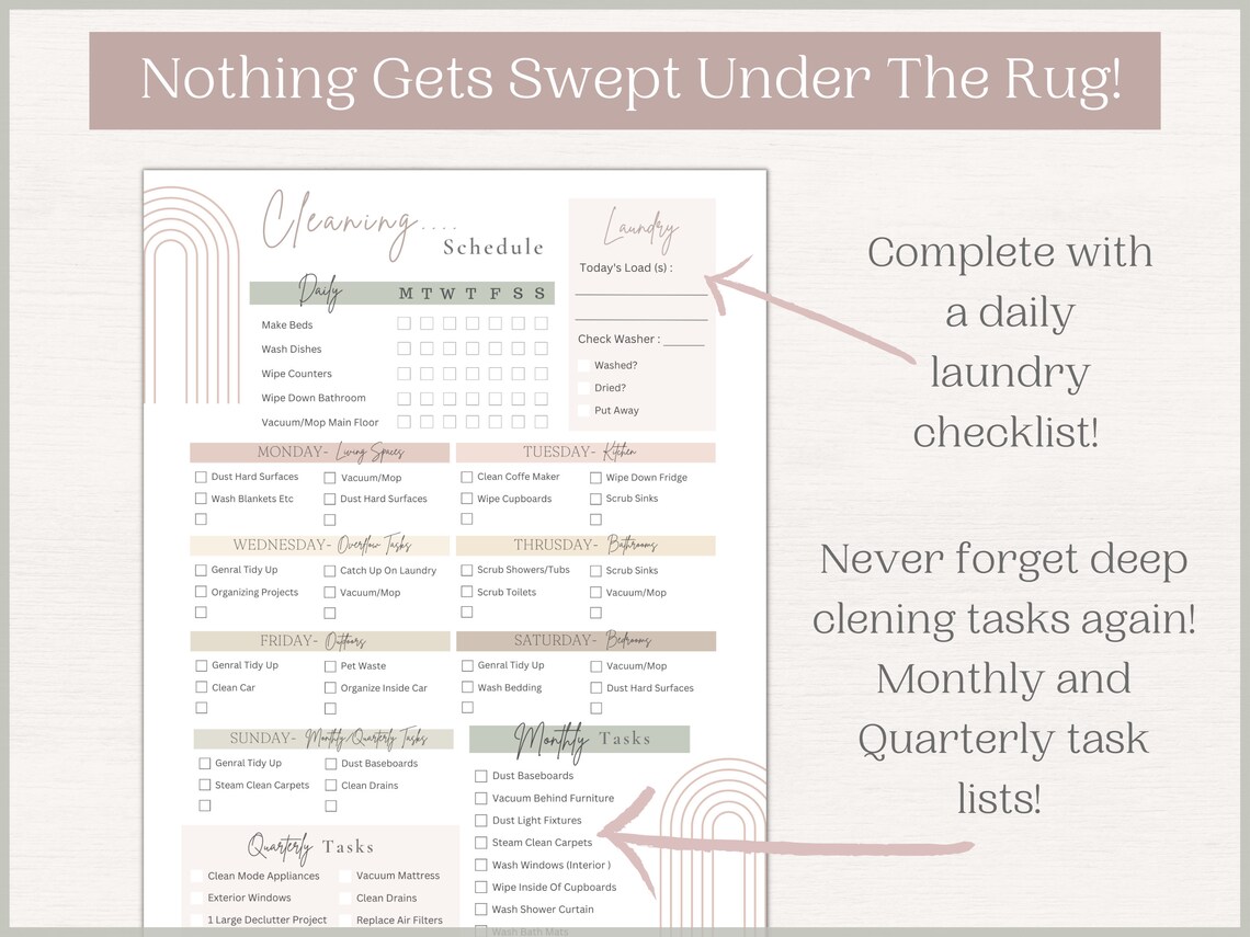 Printable Cleaning Schedule Editable Cleaning Schedule Template - Etsy