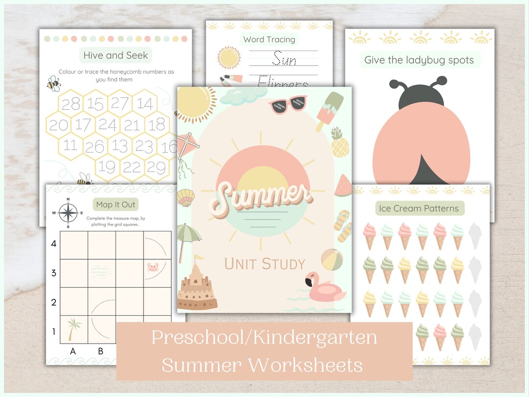 Printable Summer Themed Kindergarten Activities | Homeschool Preschool ...