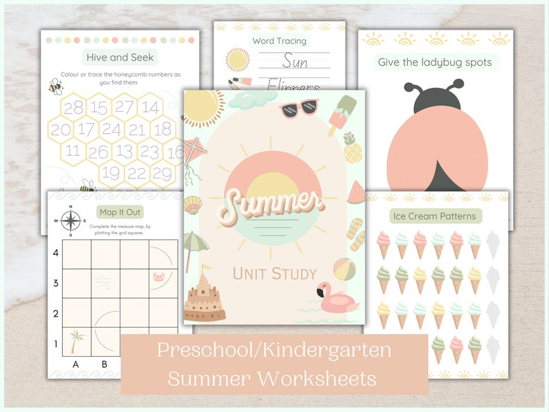 Printable Summer Themed Kindergarten Activities | Homeschool Preschool ...