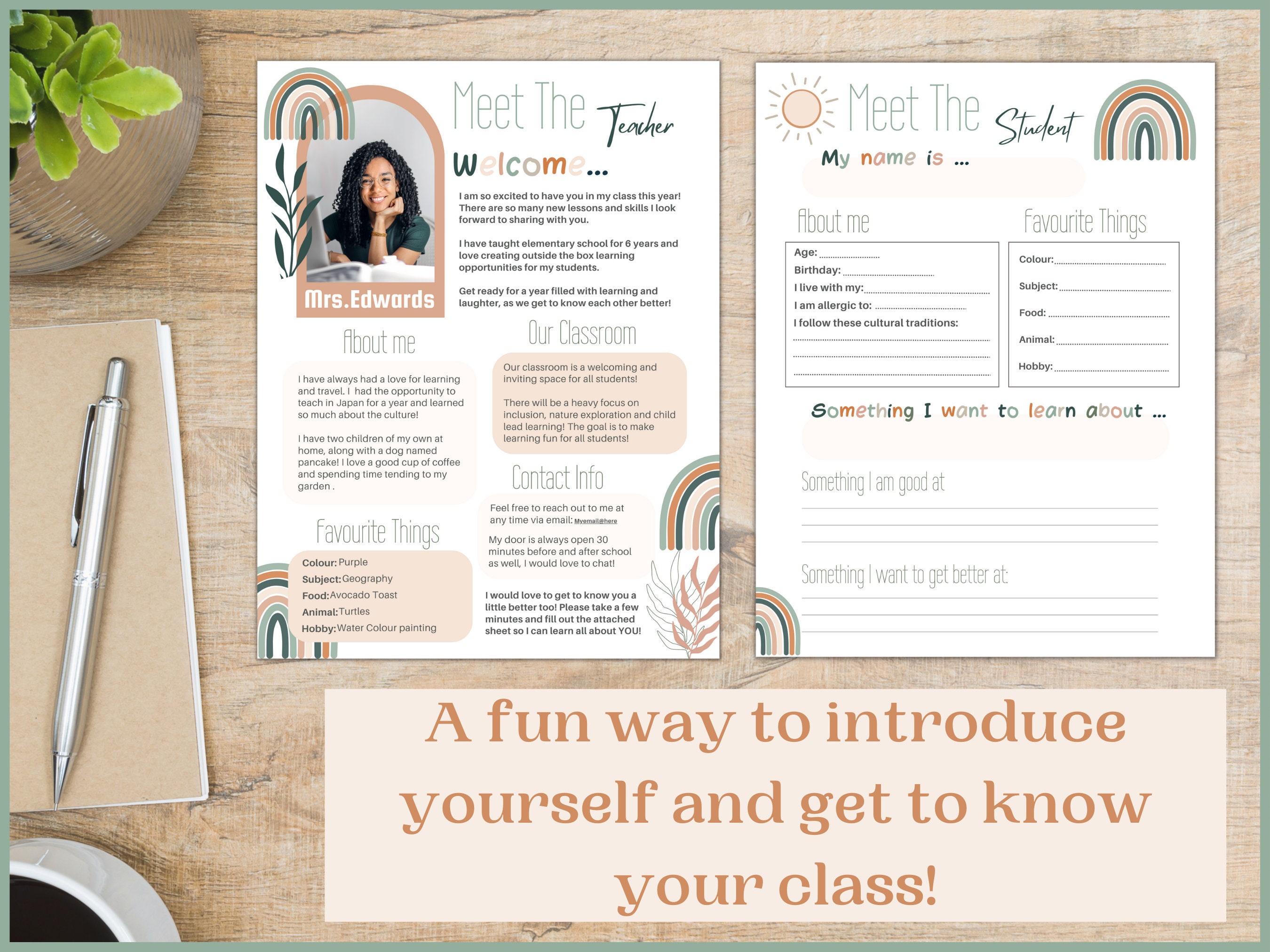 Meet the Teacher and Meet the Student, Editable Classroom Templates ...