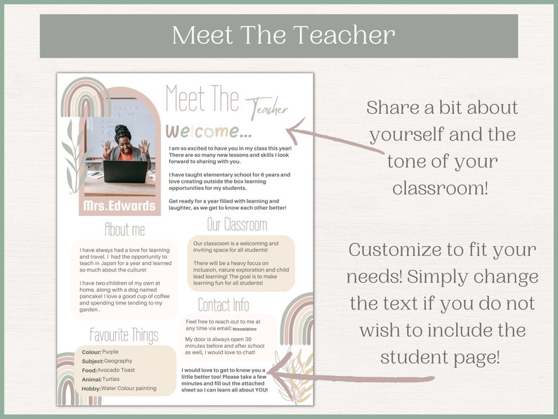 Meet the Teacher and Meet the Student, Editable Classroom Templates ...