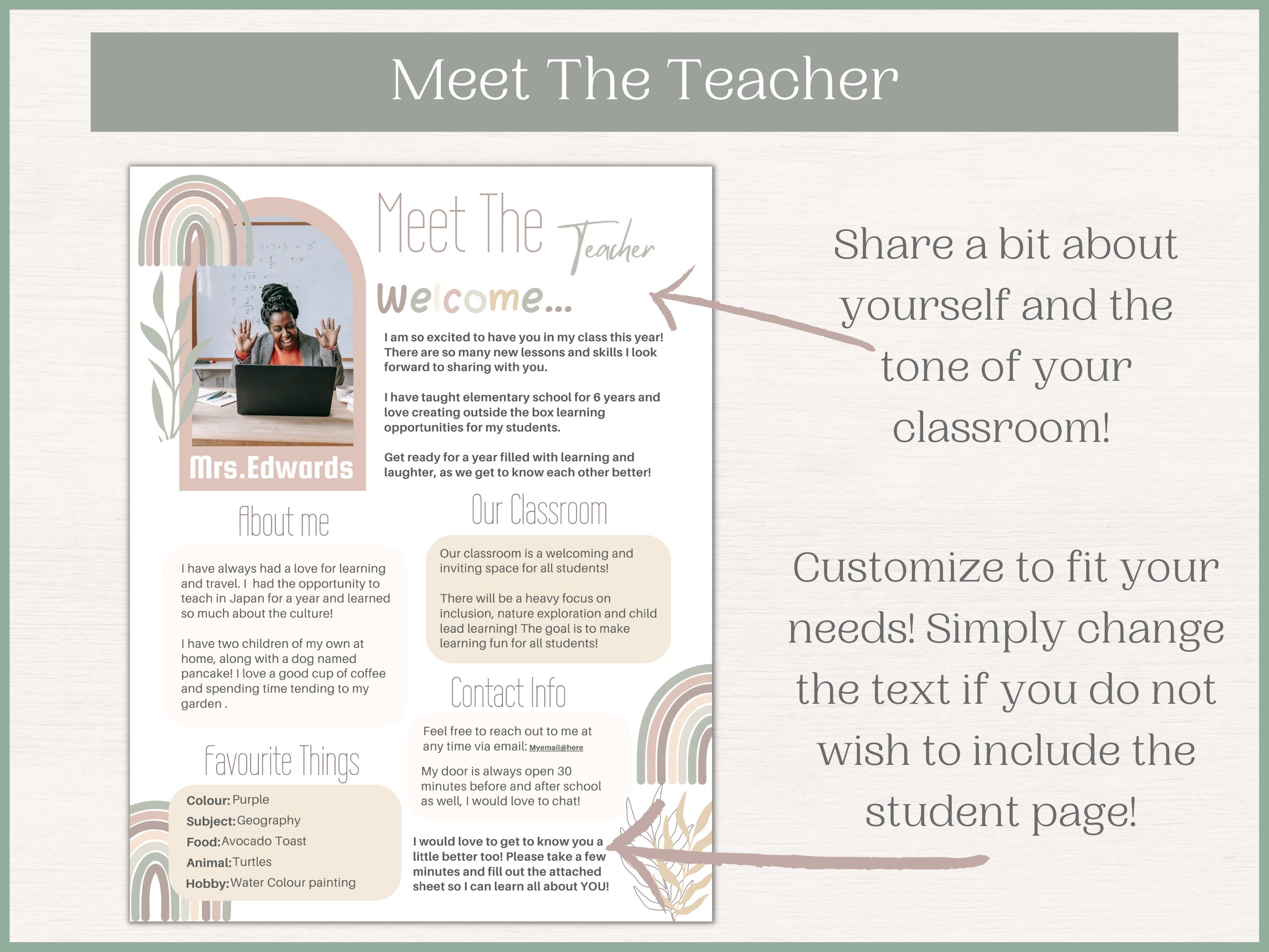 Meet the Teacher and Meet the Student, Editable Classroom Templates ...