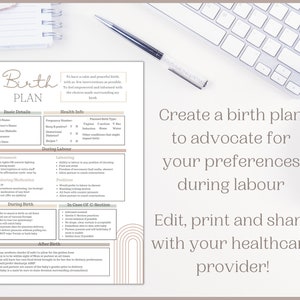 Editable Birth Plan Template | Printable Birthing Plan | Labour and ...