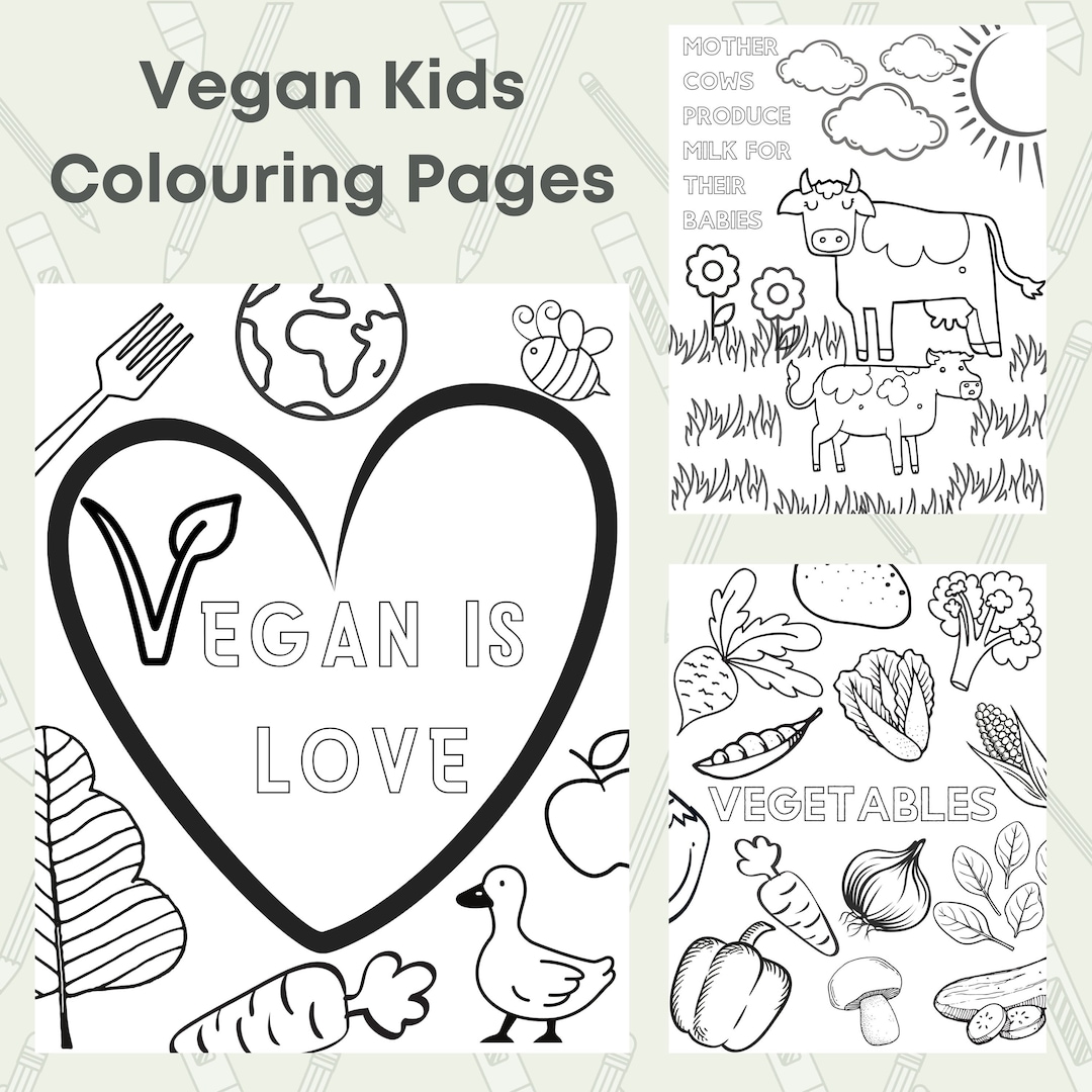 Printable Kids Vegan Colouring Pages , Vegan Colouring Book, Colouring ...