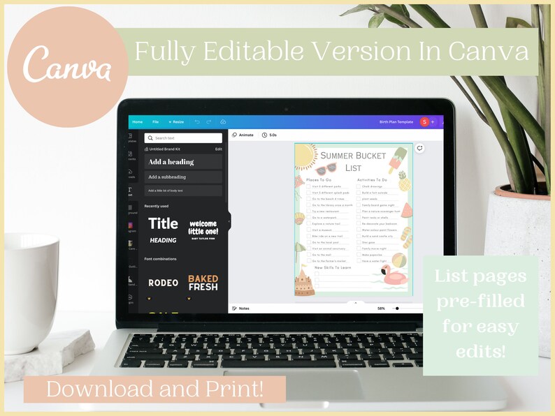 Editable Summer Bucket List Canva Template | Activity Checklist for ...