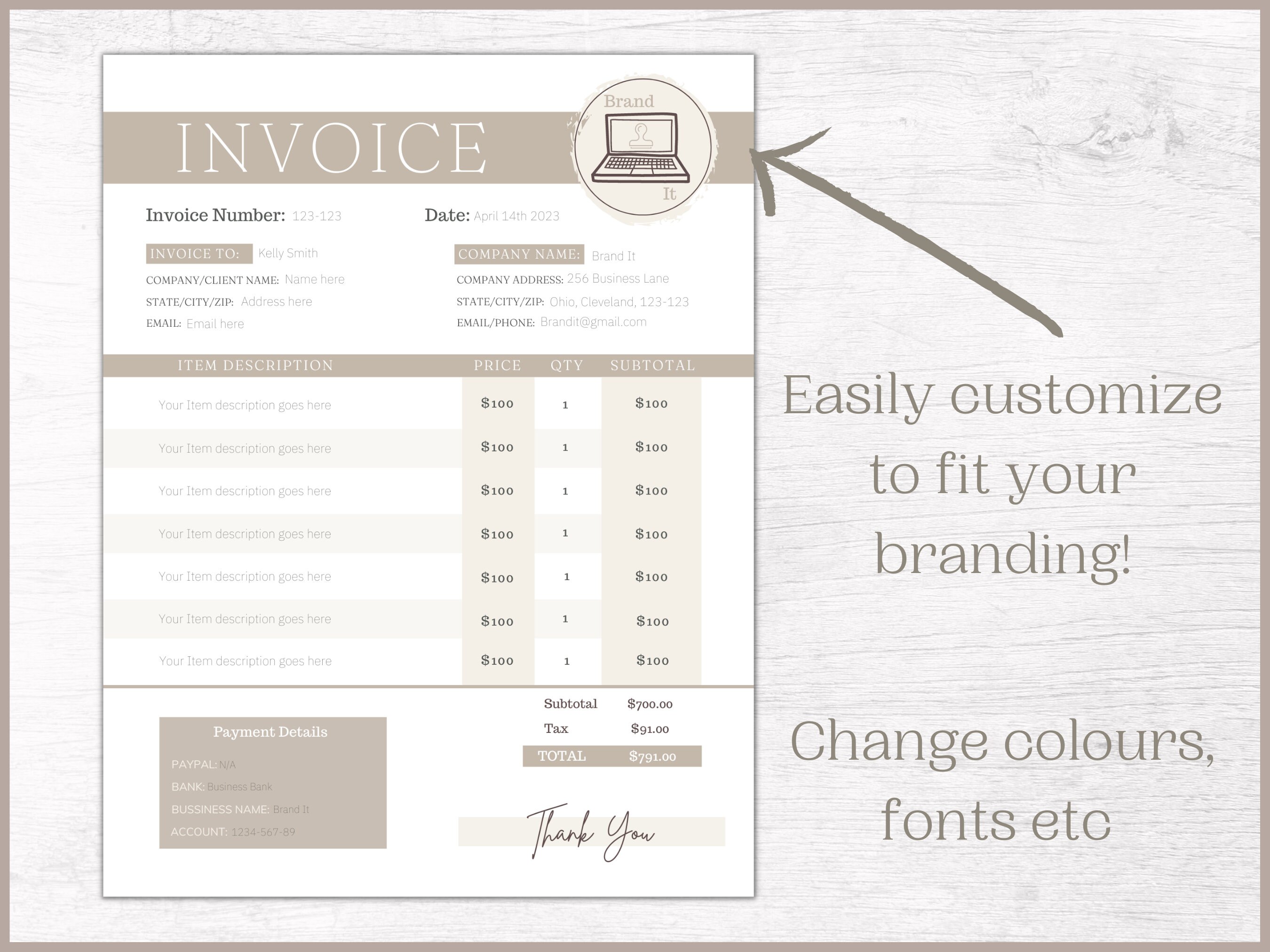 Editable Canva Invoice Template | Printable Order Form Template |small ...