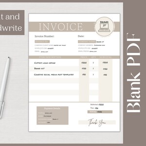 Editable Canva Invoice Template | Printable Order Form Template |small ...