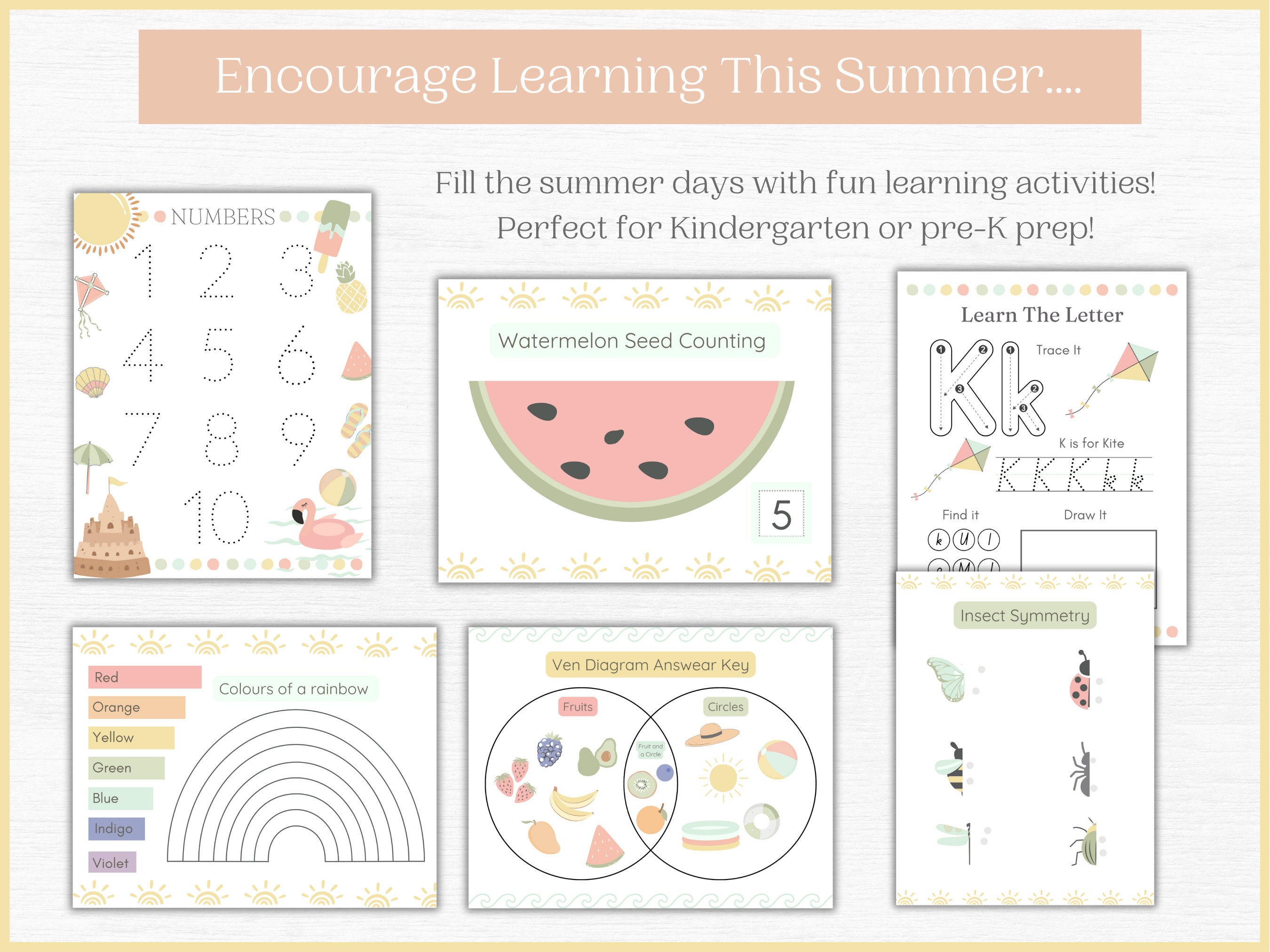Printable Summer Themed Kindergarten Activities | Homeschool Preschool ...