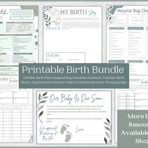 Editable Birth Plan Template and Hospital Bag Checklist Bundle - Etsy