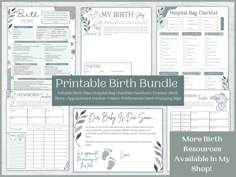 Editable Birth Plan Template and Hospital Bag Checklist Bundle - Etsy
