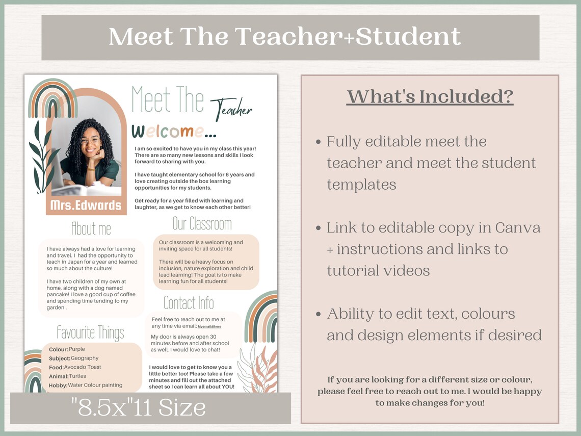 Meet the Teacher and Meet the Student, Editable Classroom Templates ...