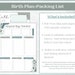 Mini Birth Plan Bundle | Editable Birth Plan| Hospital Bag Checklist ...