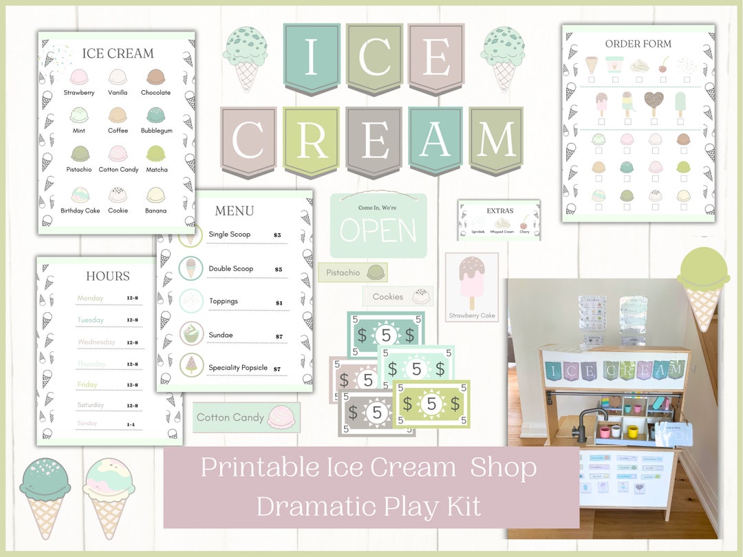 Ice Cream Shop Dramatic Play Printables | Summer Activities | Pretend ...