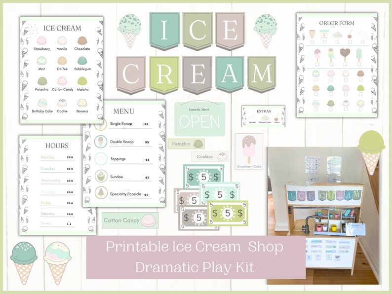 Ice Cream Shop Dramatic Play Printables | Summer Activities | Pretend ...