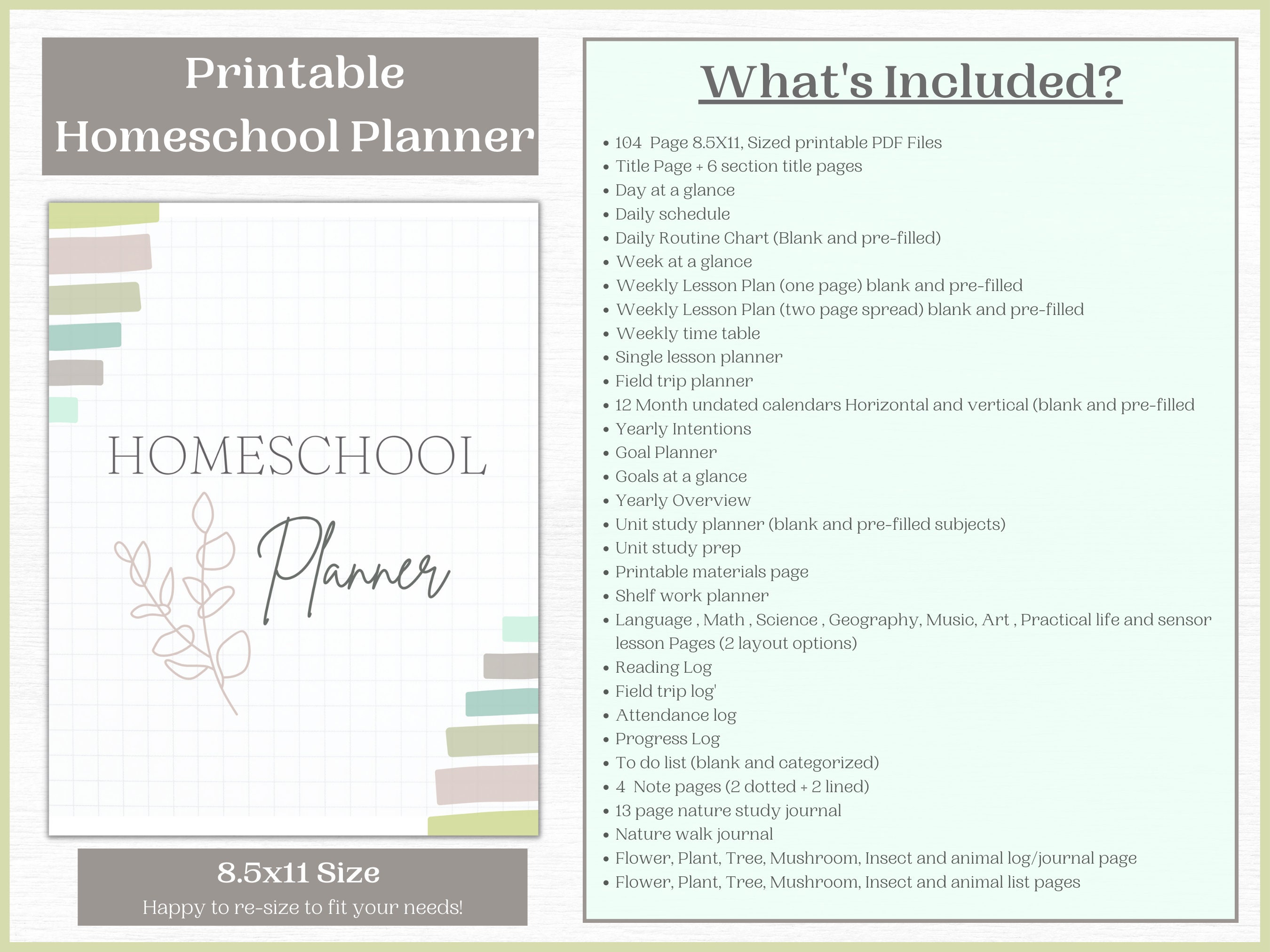 Homeschool Planner Printable Montessori Inspired Lesson Planner - Etsy