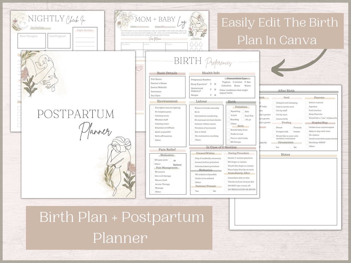 Editable Birth Plan Template Printable Birthing Plan - Etsy