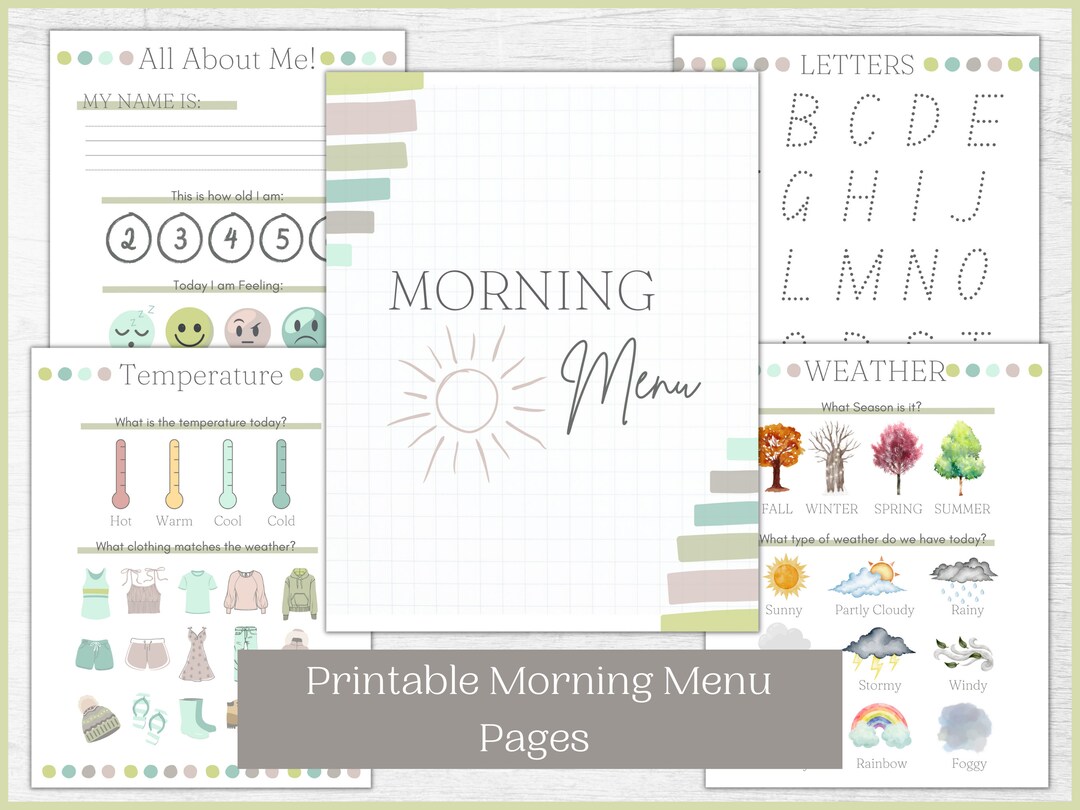 Homeschool Preschool Morning Menu Printable | Morning Menu Pages | Busy ...