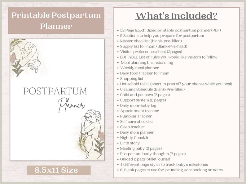 Postpartum Planner Checklists and Bullet Journal | New Mom Journal ...