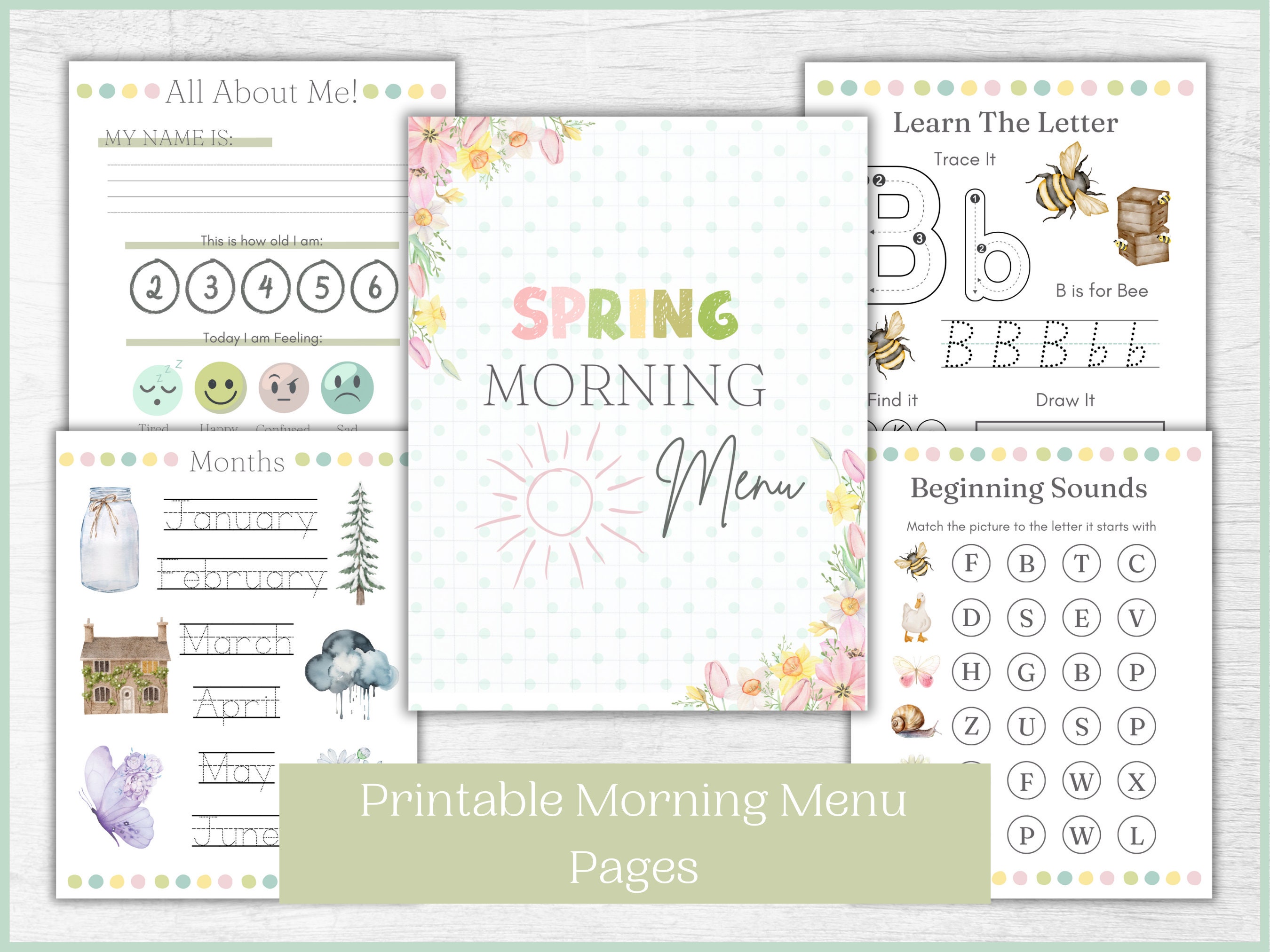 Homeschool Preschool Spring Morning Menu Printable Morning Menu Pages ...