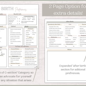 Editable Birth Plan Template and Printable Newborn Log | Mini Birth ...
