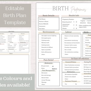 Printable and Editable Birth Plan Template | Neutral Colours Birth Plan ...