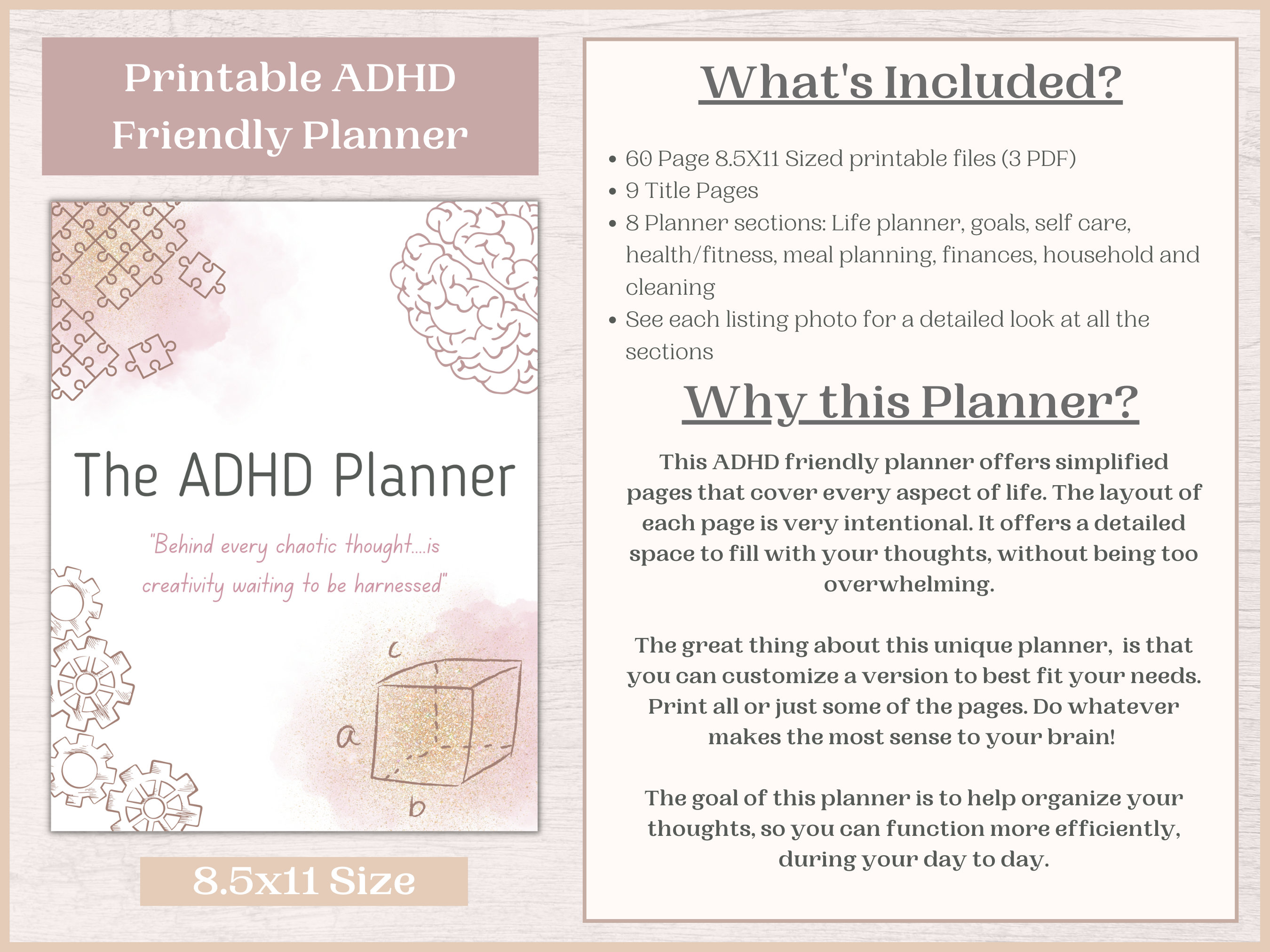 ADHD Planner ADHD Life Planner Bundle Printable ADHD Planner and Self ...