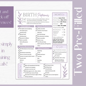 Editable Birth Plan Template |printable Birth Plan Checklist - Etsy Canada