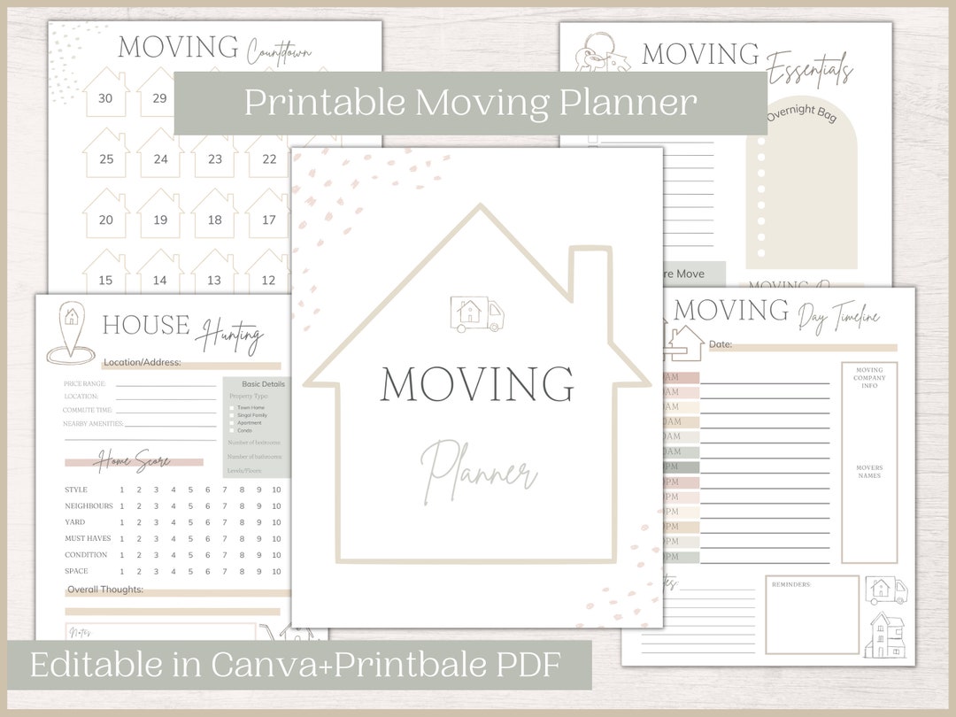 Editable Moving Planner | Moving Checklist | Printable Moving Binder ...