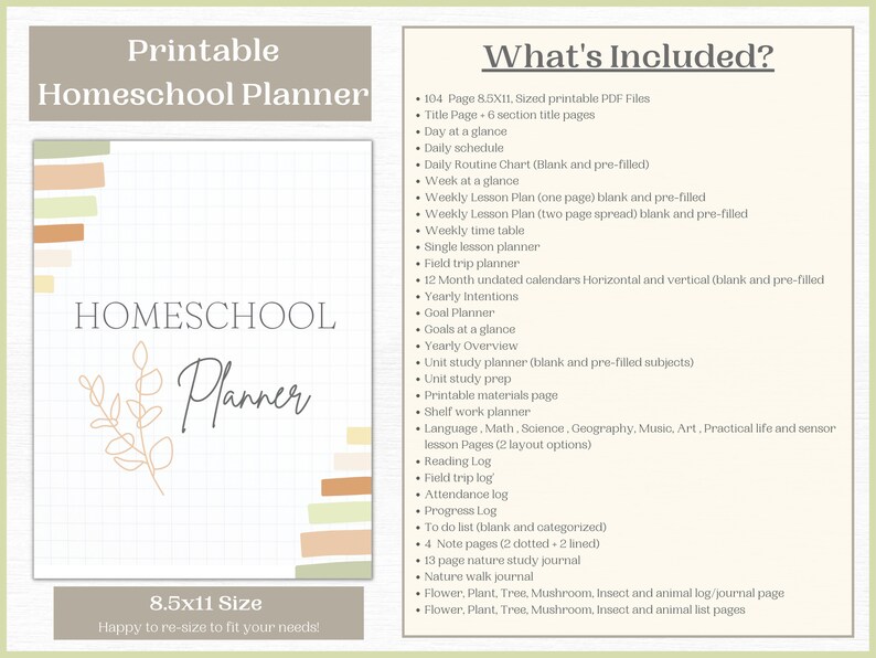 Homeschool Planner Printable | Montessori Inspired Lesson Planner - Etsy