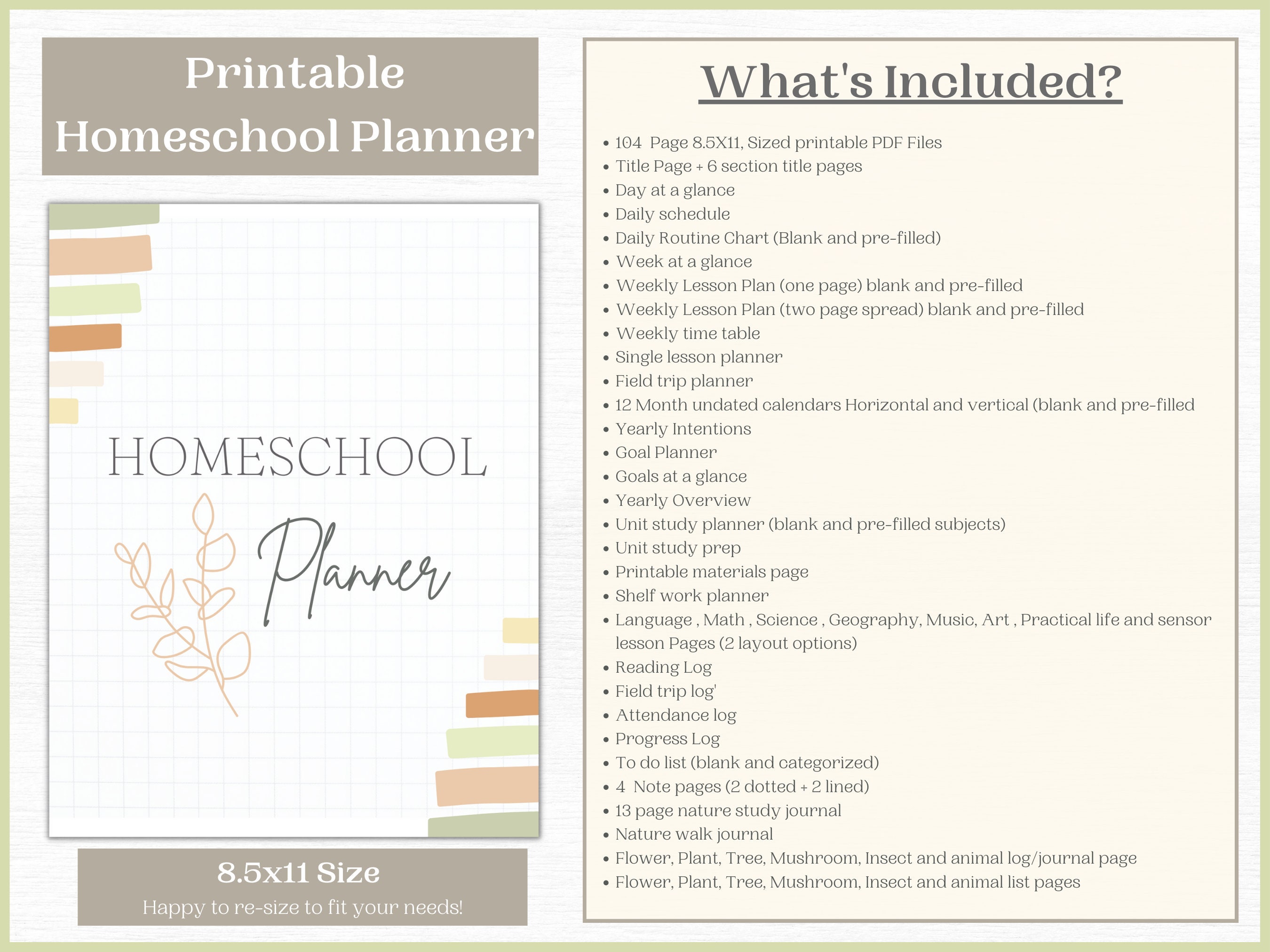 Homeschool Planner Printable Montessori Inspired Lesson Planner - Etsy
