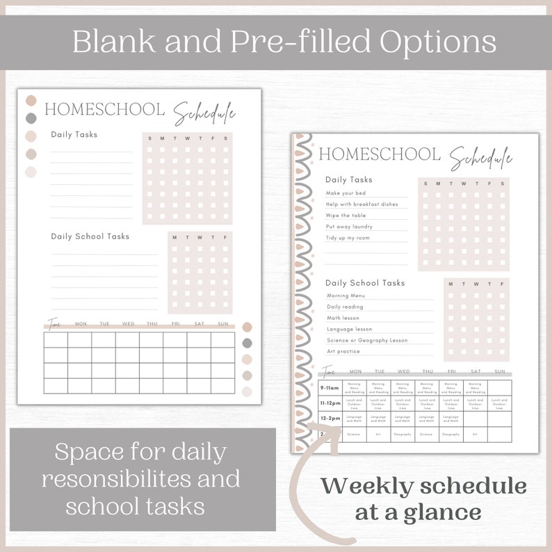Editable Homeschool Schedule Template | Weekly Schedule and Chore Chart ...