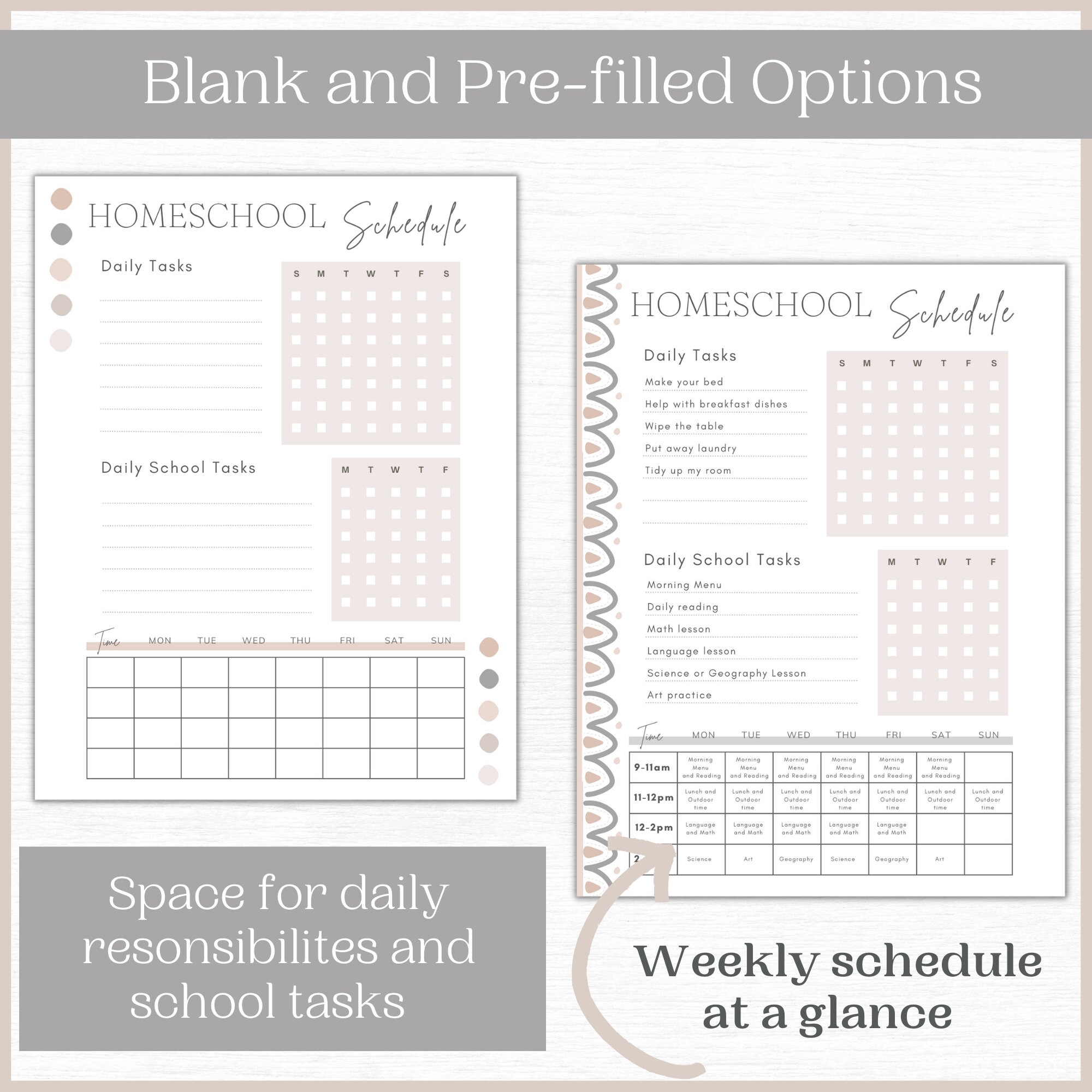 Editable Homeschool Schedule Template | Weekly Schedule and Chore Chart ...