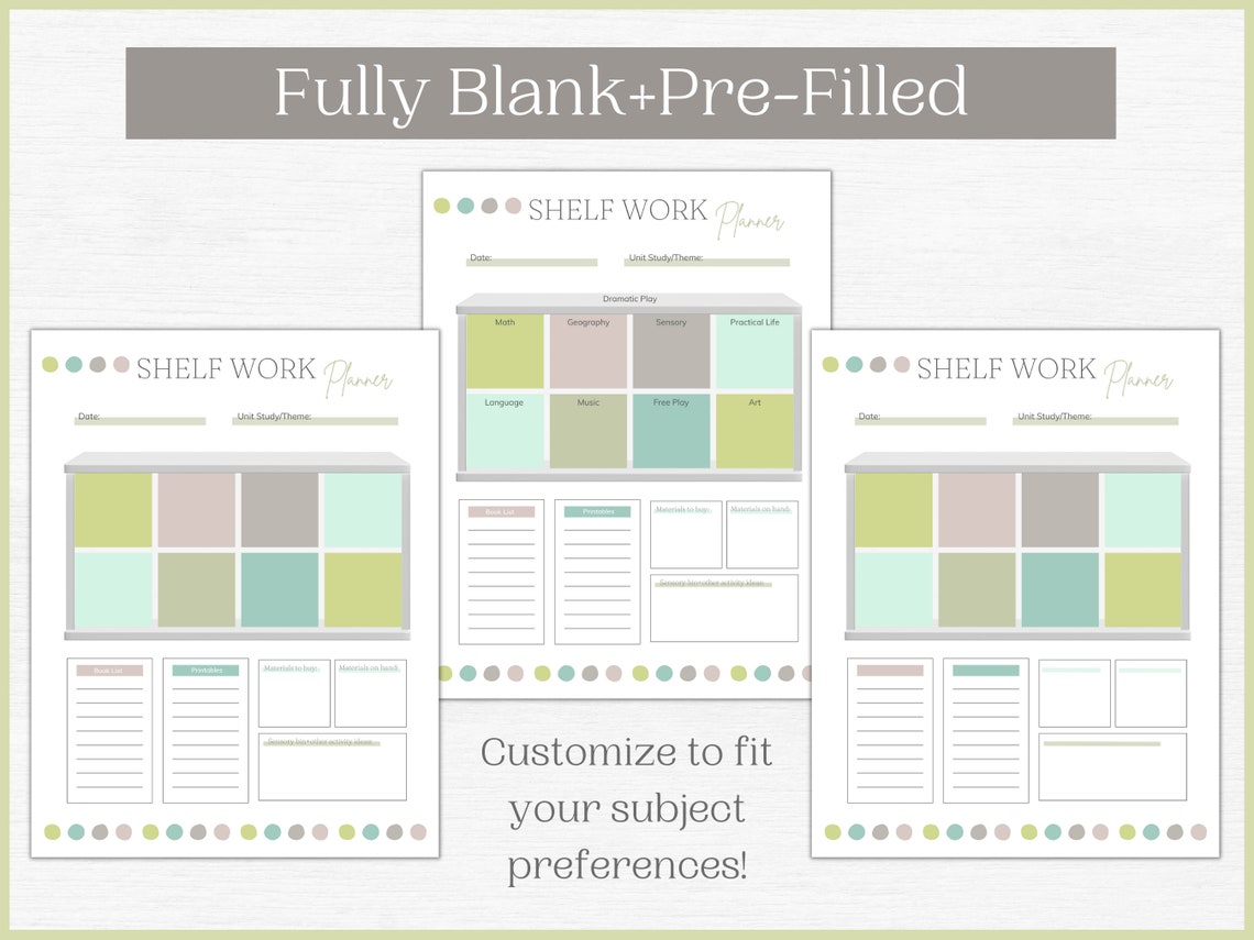 Montessori Shelf Work Lesson Planner | Homeschool Planner Printable ...