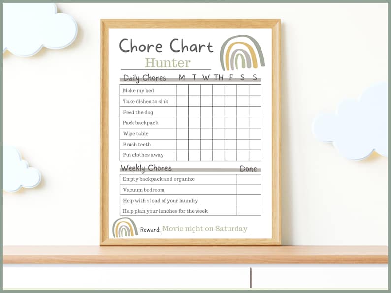 Editable Chore Chart for Kids | Printable Kids Chore Chart ...