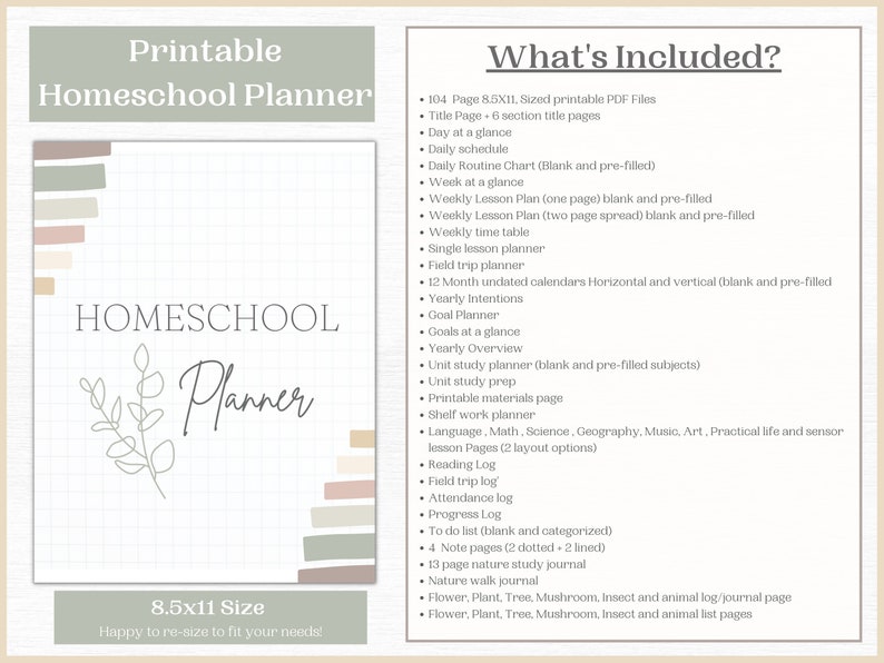 Homeschool Planner Printable | Montessori Inspired Lesson Planner - Etsy