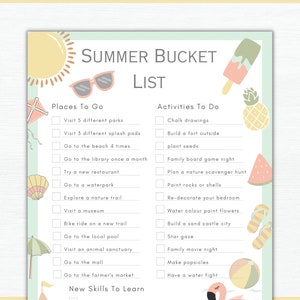 Editable Summer Bucket List Canva Template | Activity Checklist for ...
