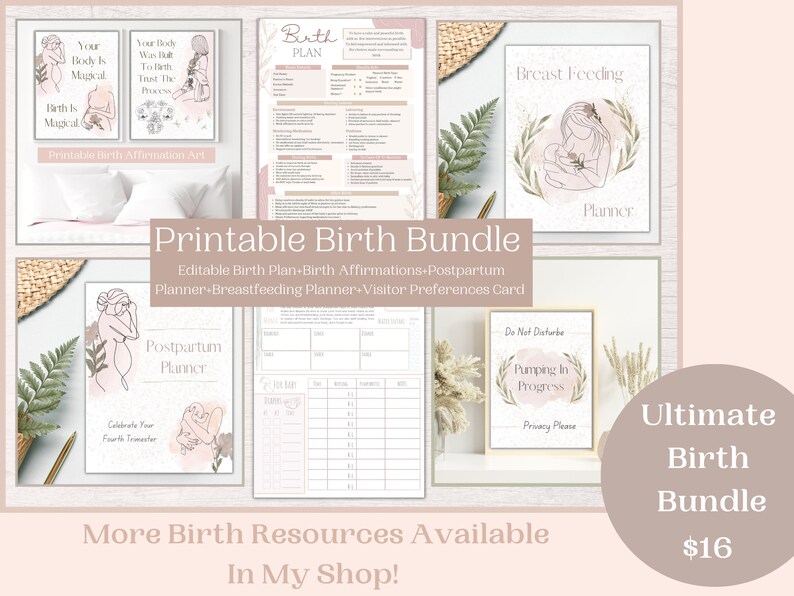 Editable Birth Plan Template and Hospital Bag Checklist Bundle - Etsy