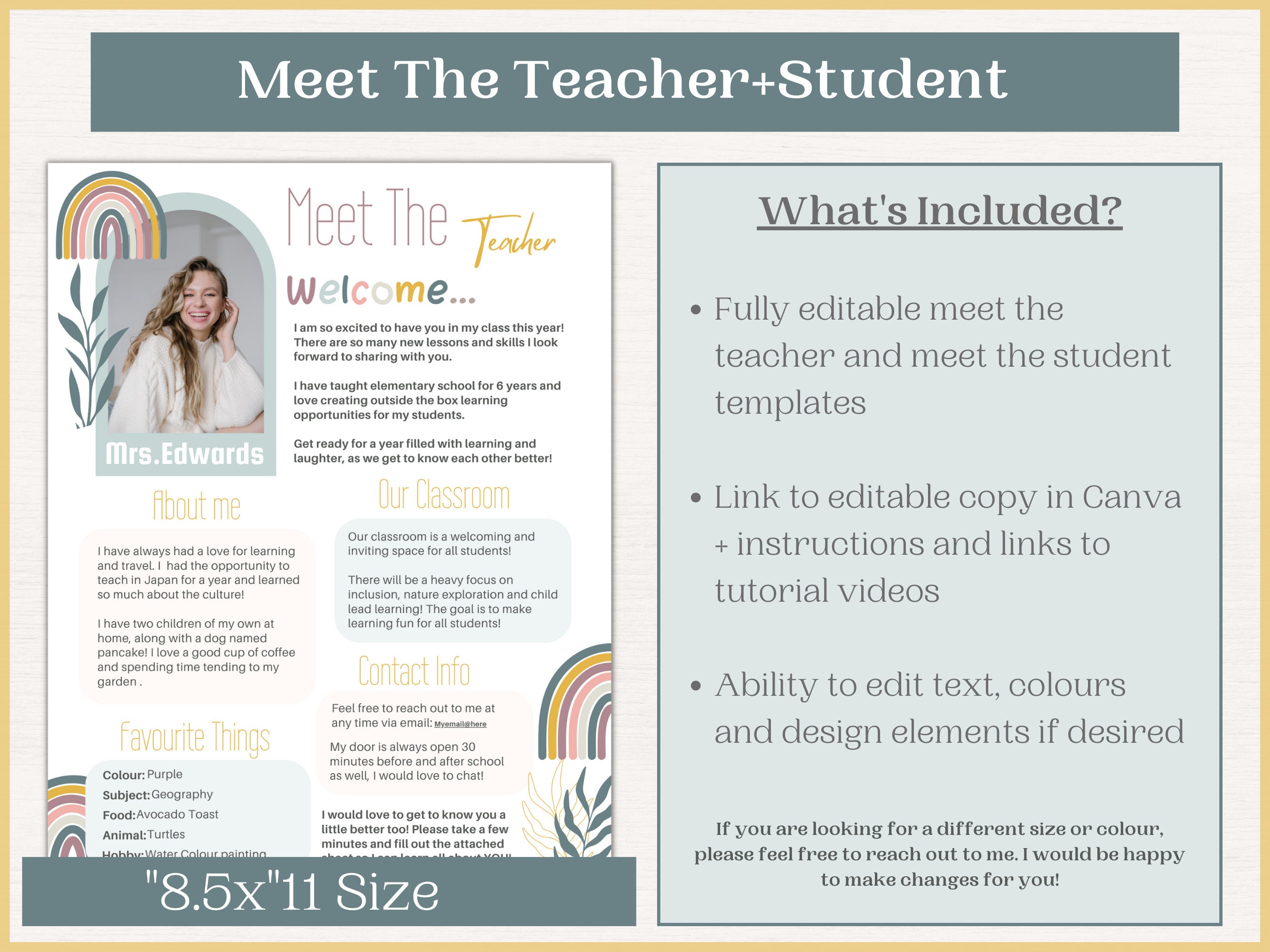 Meet the Teacher and Meet the Student, Editable Classroom Templates ...