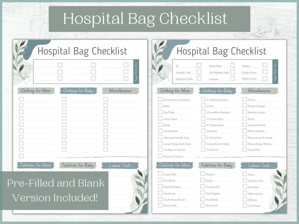 Mini Birth Plan Bundle Editable Birth Plan Hospital Bag - Etsy