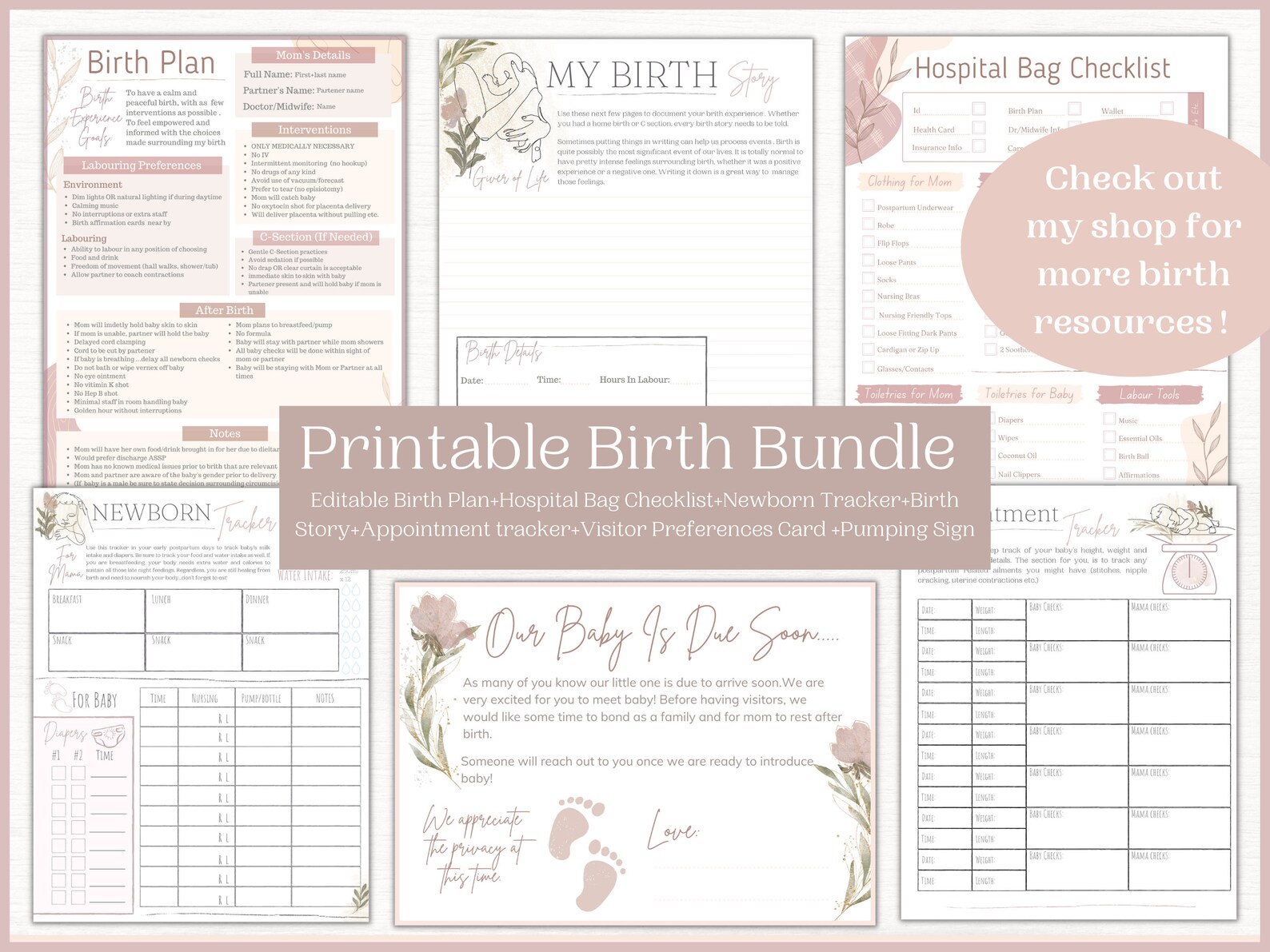 Editable Birth Plan Template |printable Birth Plan and Checklist - Etsy