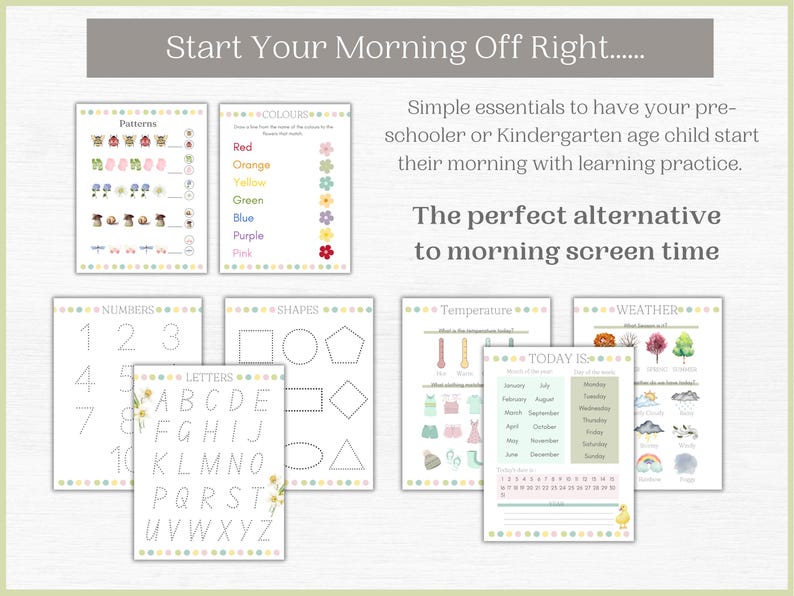 Homeschool Preschool Spring Morning Menu Printable | Morning Menu Pages ...