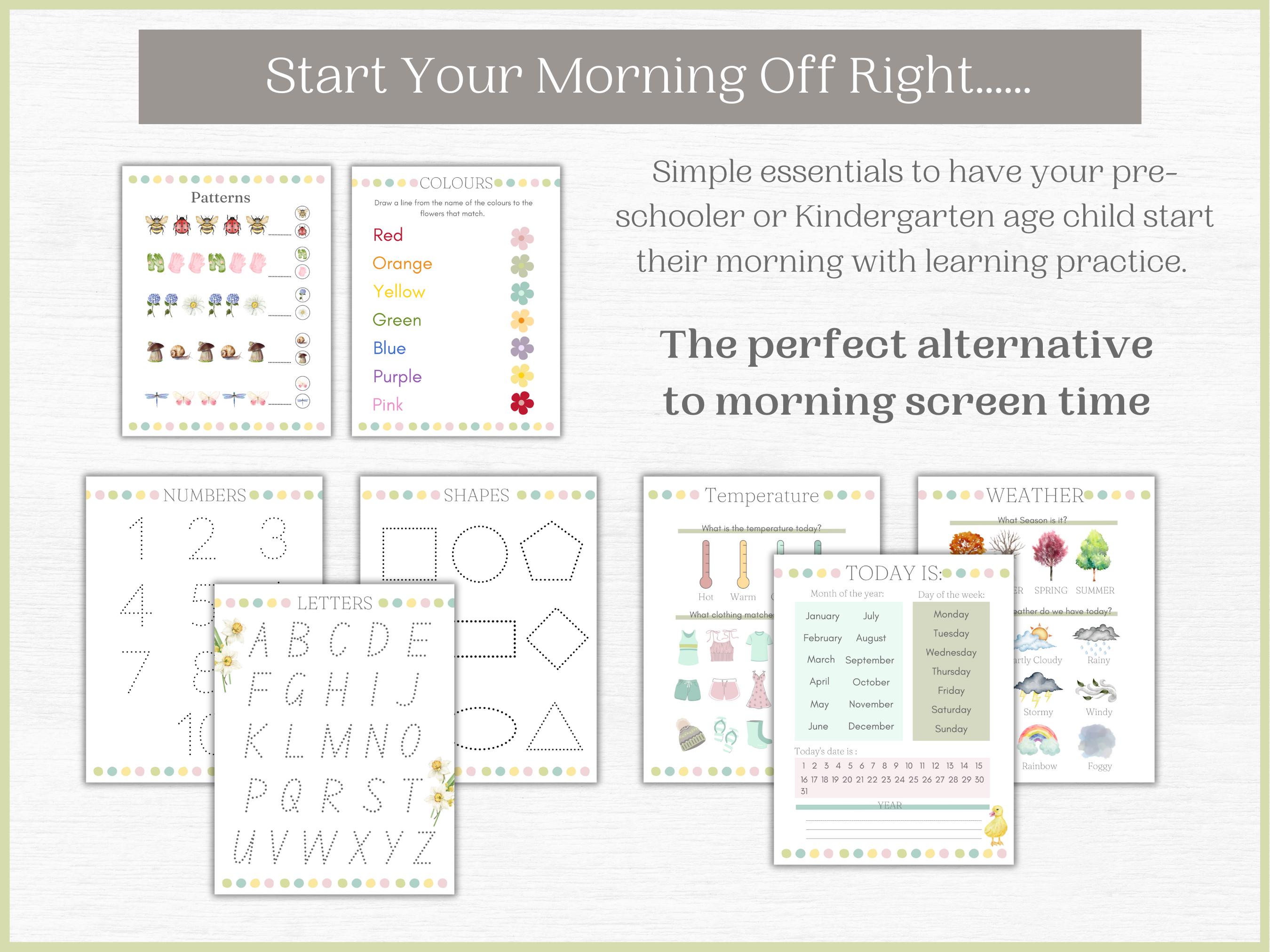 Homeschool Preschool Spring Morning Menu Printable | Morning Menu Pages ...