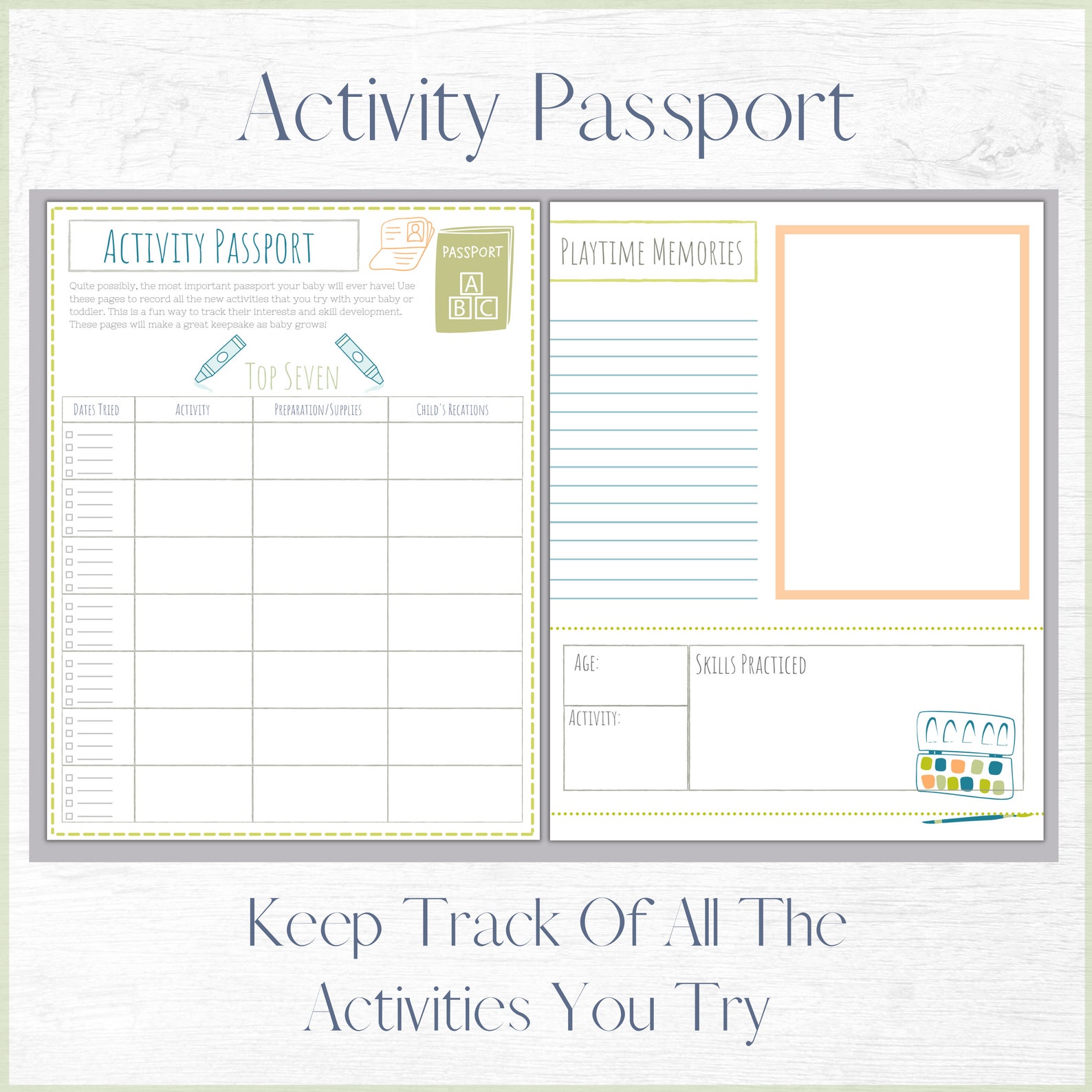 Printable Baby/toddler Activity Planner | Cute Children's Activity ...