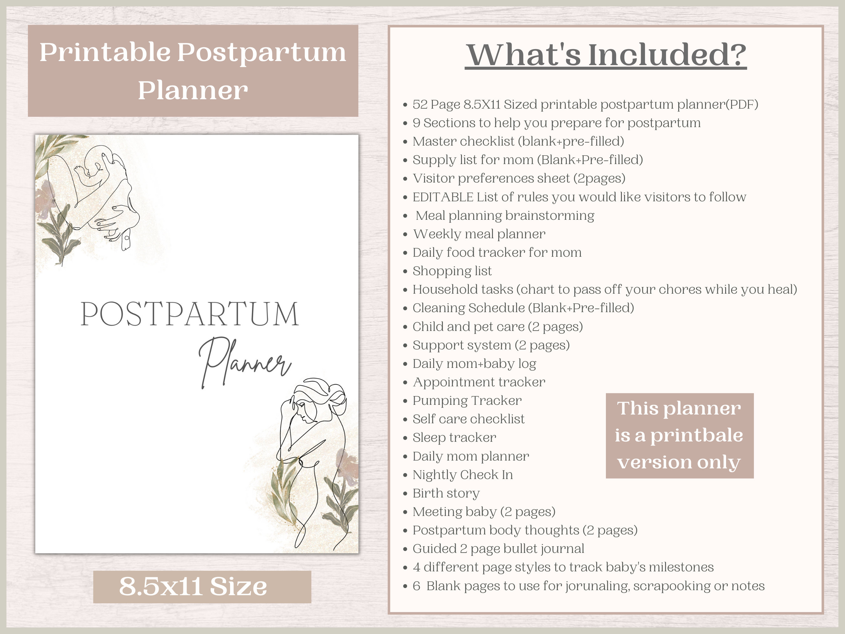 Birth Plan Template Printable Postpartum Planner Birth - Etsy Australia