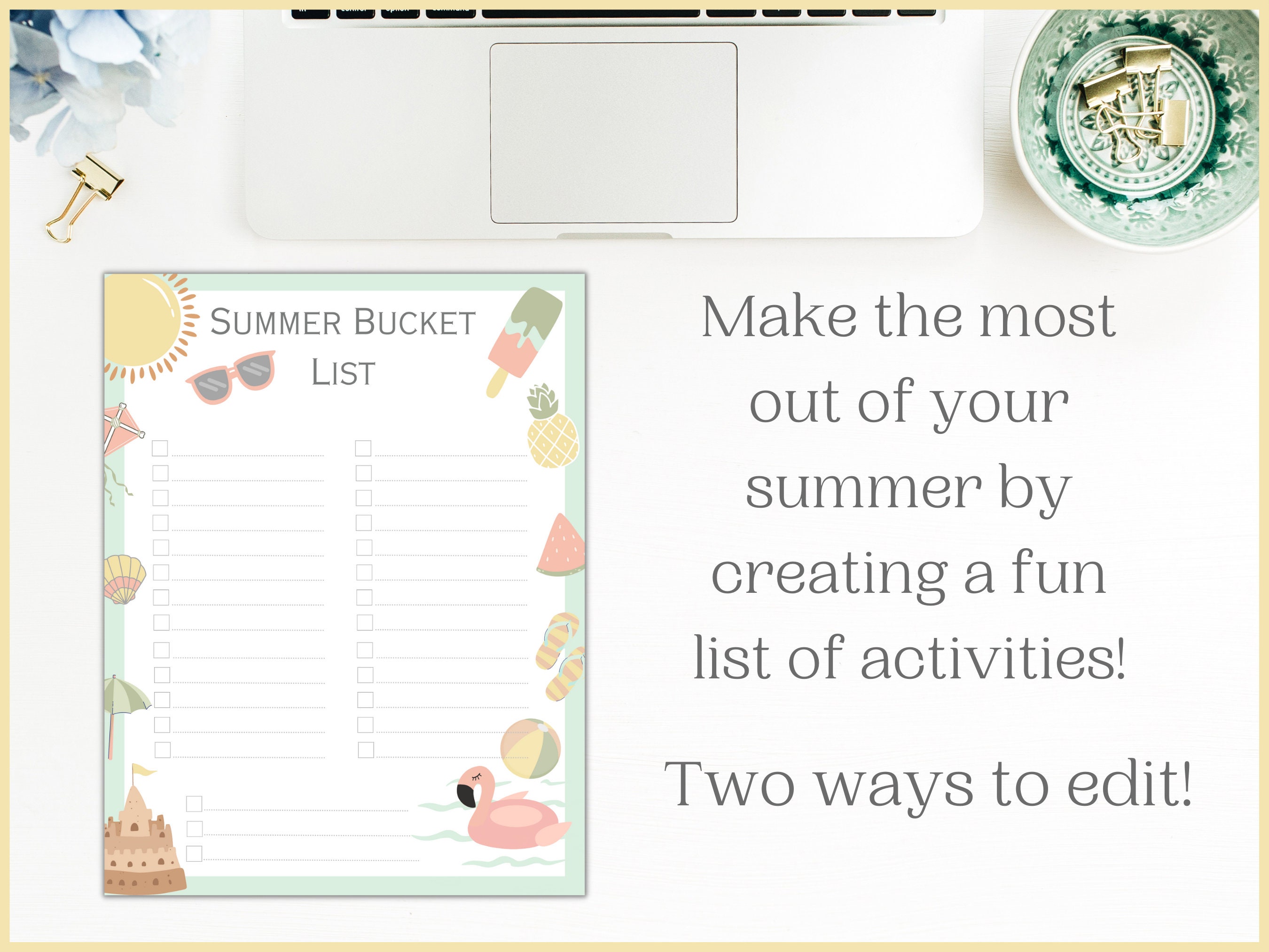 Editable Summer Bucket List Canva Template | Activity Checklist for ...