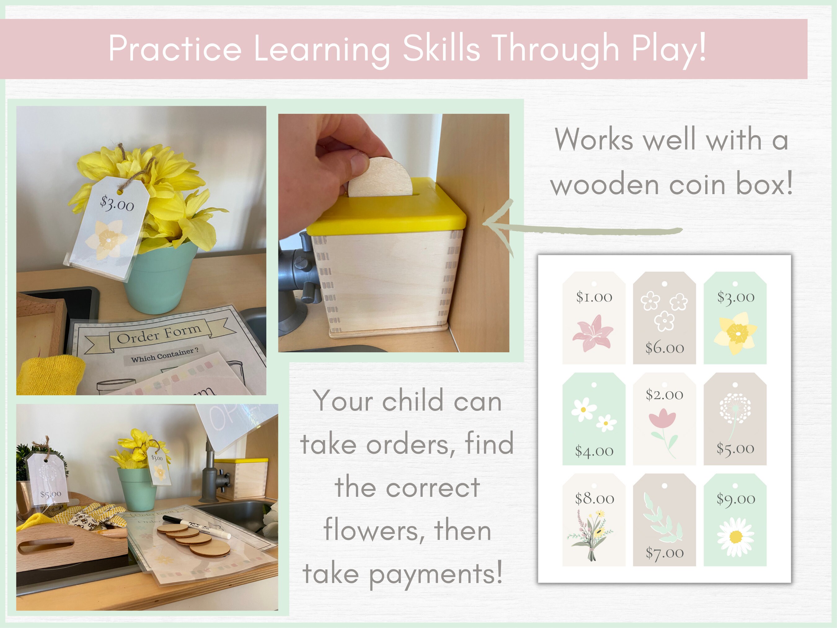 Flower Shop Printable Dramatic Play Kit | Pretend Play Flower Shop Kit ...