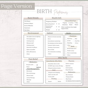 Editable Birth Plan Template and Printable Newborn Log | Mini Birth ...