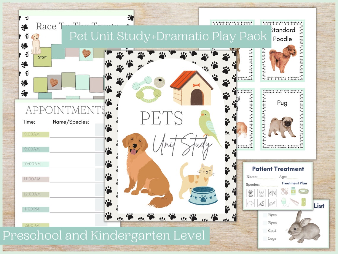 Pet Themed Unit Study Bundle Vet Clinic Dramatic Play Printables ...